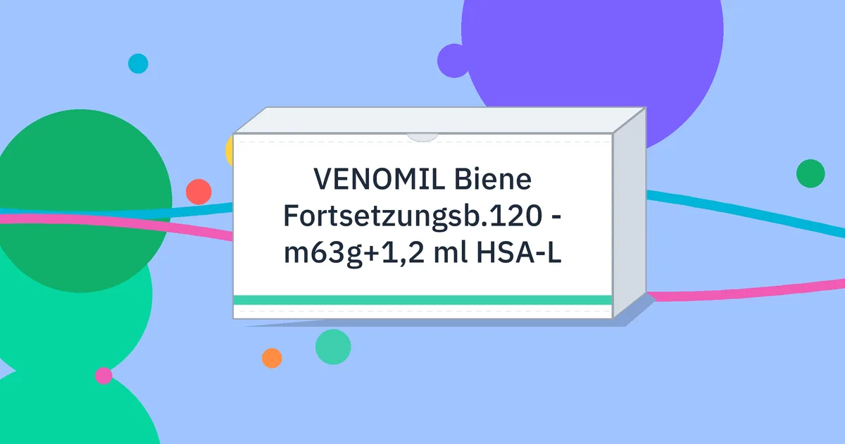 Symbolbild: Packung mit der Aufschrift VENOMIL Biene Fortsetzungsb.120 -m63g+1,2 ml HSA-L (PZN 17601749) – Verfügbarkeit und Bezug in Apotheken in Frankfurt am Main