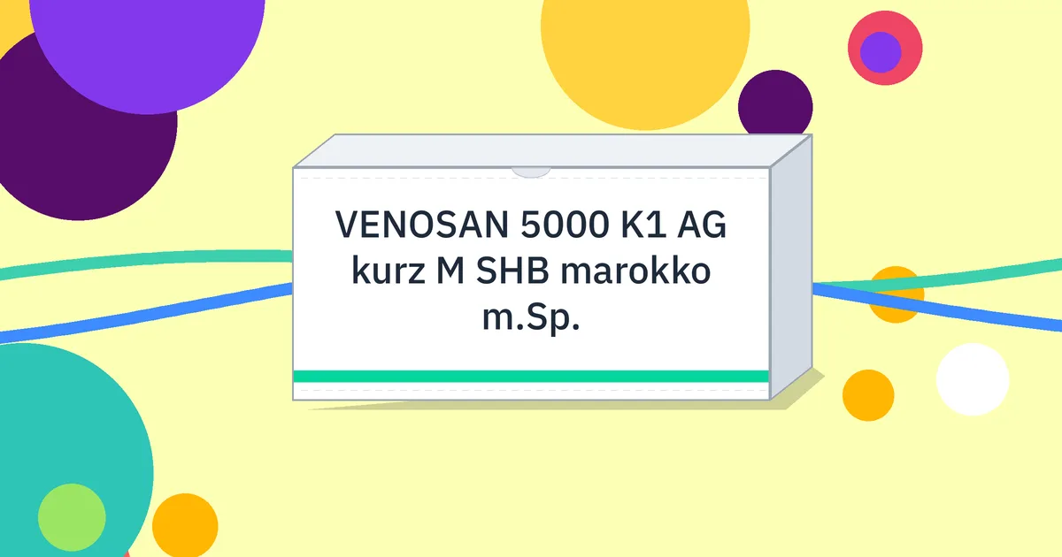 Symbolbild: Packung mit der Aufschrift VENOSAN 5000 K1 AG kurz M SHB marokko m.Sp. (PZN 14431413) – Verfügbarkeit und Bezug in Apotheken in Frankfurt am Main