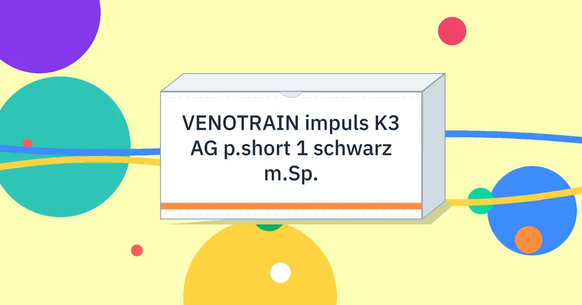 Symbolbild: Packung mit der Aufschrift VENOTRAIN impuls K3 AG p.short 1 schwarz m.Sp. (PZN 00497443) – Verfügbarkeit und Bezug in Apotheken in Frankfurt am Main
