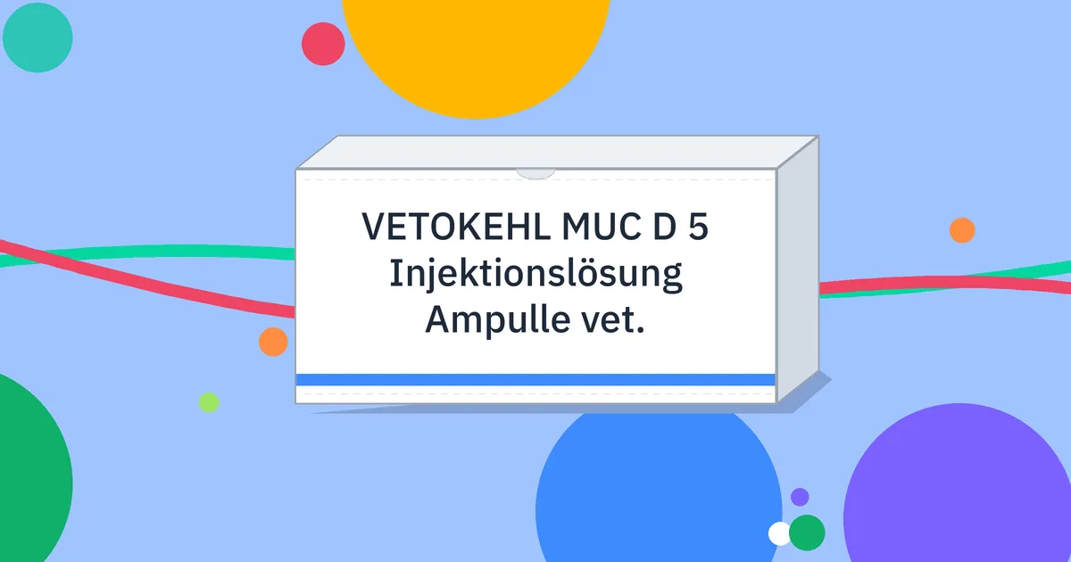 Symbolbild: Packung mit der Aufschrift VETOKEHL MUC D 5 Injektionslösung Ampulle vet. (PZN 04599494) – Verfügbarkeit und Bezug in Apotheken in Frankfurt am Main