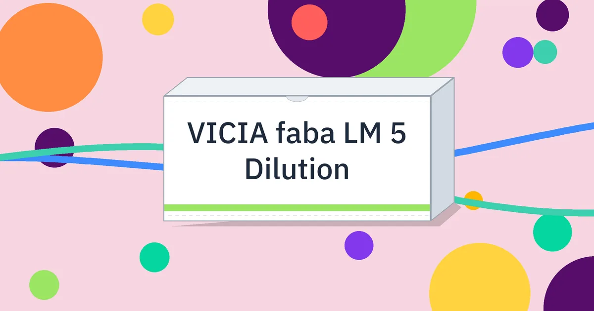 Symbolbild: Packung mit der Aufschrift VICIA faba LM 5 Dilution (PZN 13272527) – Verfügbarkeit und Bezug in Apotheken in Frankfurt am Main