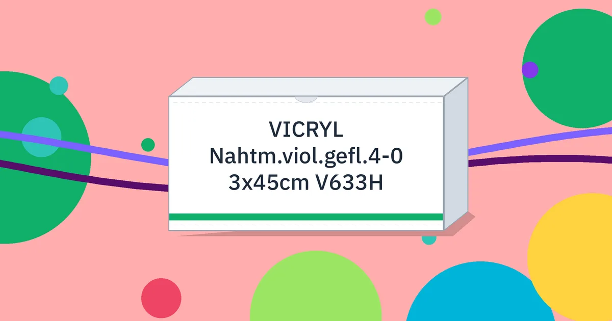 Symbolbild: Packung mit der Aufschrift VICRYL Nahtm.viol.gefl.4-0 3x45cm V633H (PZN 16810014) – Verfügbarkeit und Bezug in Apotheken in Frankfurt am Main