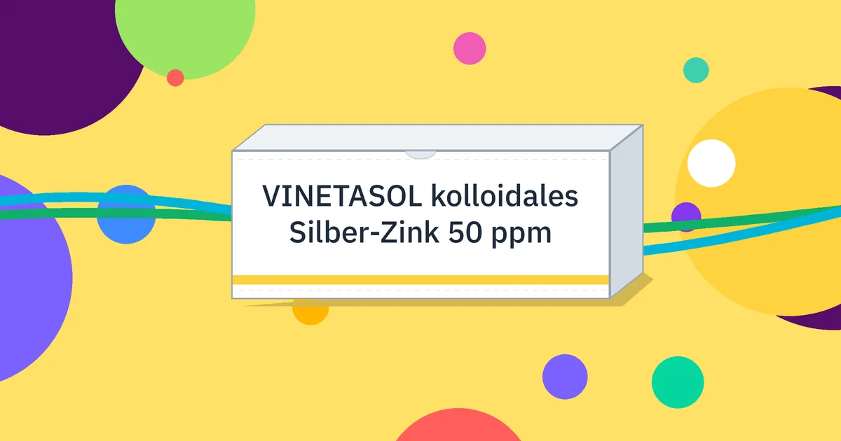 Symbolbild: Packung mit der Aufschrift VINETASOL kolloidales Silber-Zink 50 ppm (PZN 19760883) – Verfügbarkeit und Bezug in Apotheken in Frankfurt am Main