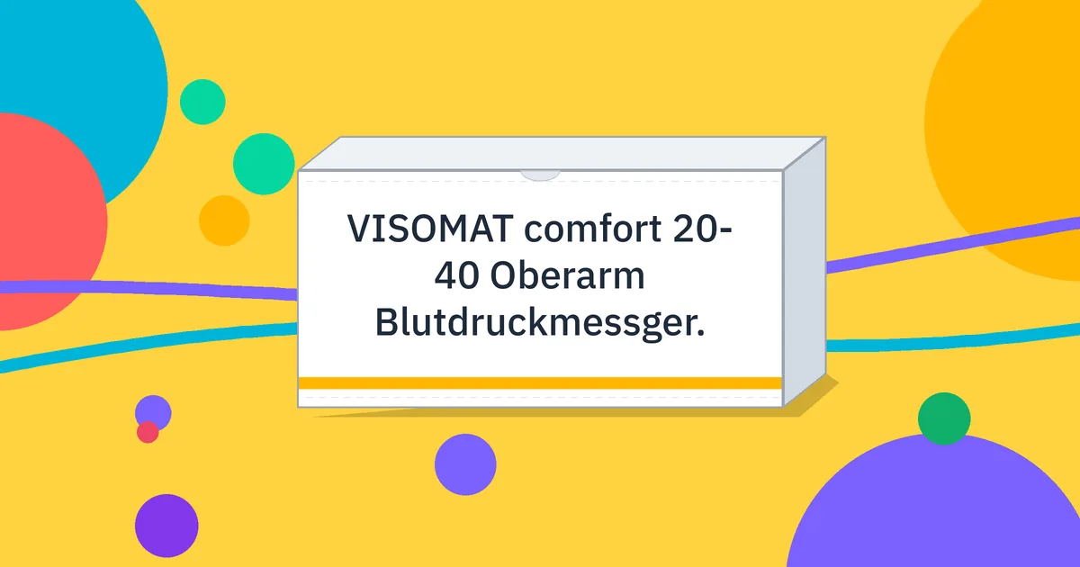 Symbolbild: Packung mit der Aufschrift VISOMAT comfort 20-40 Oberarm Blutdruckmessger. (PZN 04181866) – Verfügbarkeit und Bezug in Apotheken in Frankfurt am Main