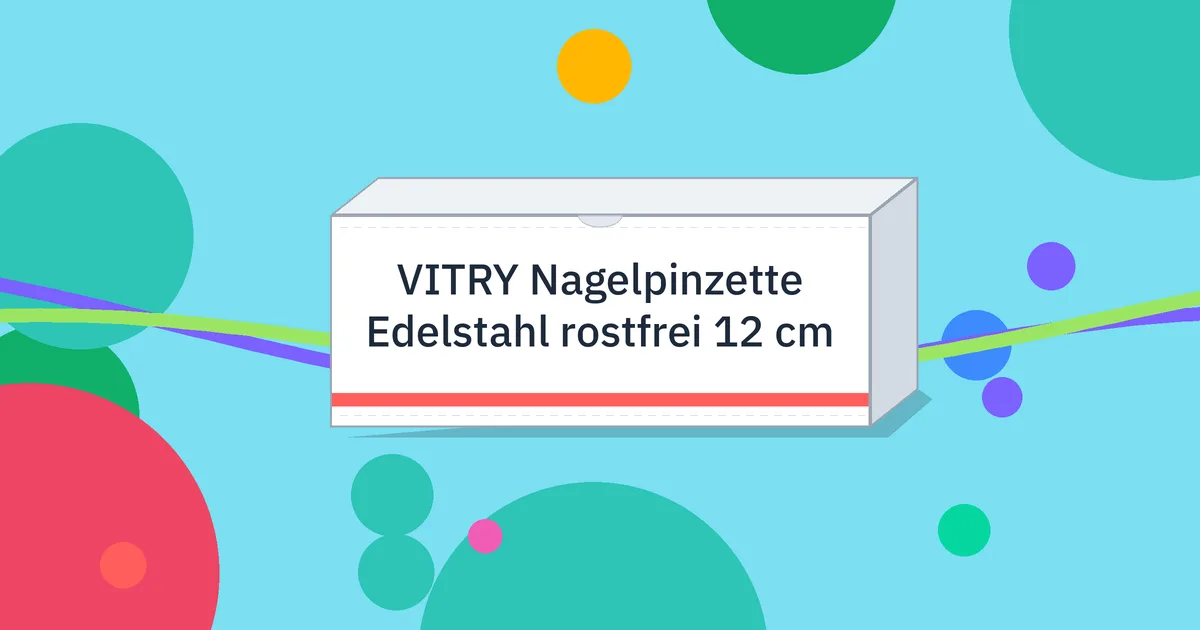 Symbolbild: Packung mit der Aufschrift VITRY Nagelpinzette Edelstahl rostfrei 12 cm (PZN 05044723) – Verfügbarkeit und Bezug in Apotheken in Frankfurt am Main