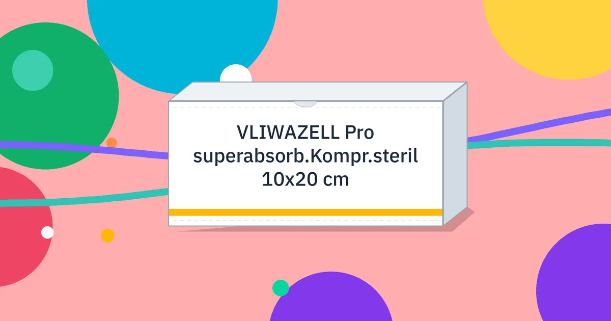 Symbolbild: Packung mit der Aufschrift VLIWAZELL Pro superabsorb.Kompr.steril 10x20 cm (PZN 19763404) – Verfügbarkeit und Bezug in Apotheken in Frankfurt am Main