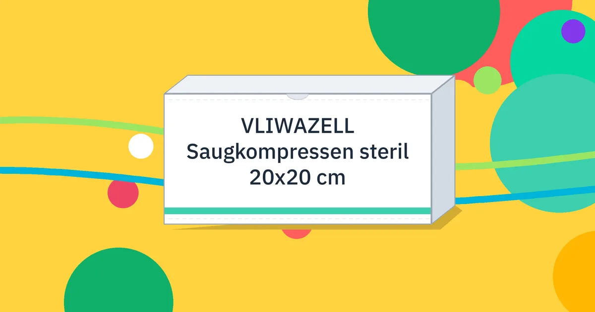 Symbolbild: Packung mit der Aufschrift VLIWAZELL Saugkompressen steril 20x20 cm (PZN 17452918) – Verfügbarkeit und Bezug in Apotheken in Frankfurt am Main