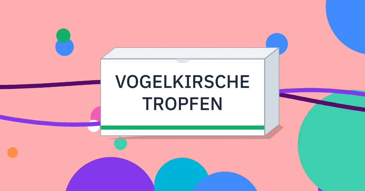 Symbolbild: Packung mit der Aufschrift VOGELKIRSCHE TROPFEN (PZN 15228625) – Verfügbarkeit und Bezug in Apotheken in Frankfurt am Main