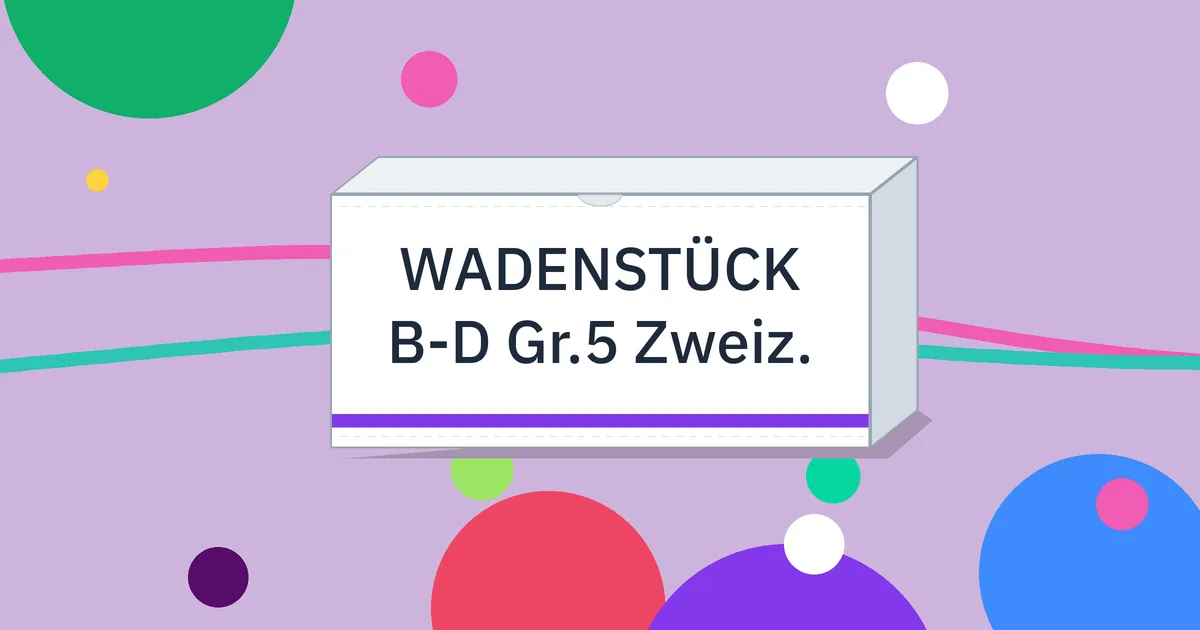 Symbolbild: Packung mit der Aufschrift WADENSTÜCK B-D Gr.5 Zweiz. (PZN 02010020) – Verfügbarkeit und Bezug in Apotheken in Frankfurt am Main
