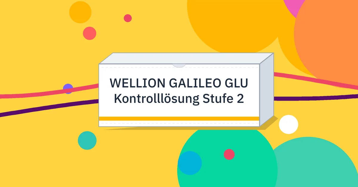 Symbolbild: Packung mit der Aufschrift WELLION GALILEO GLU Kontrolllösung Stufe 2 (PZN 12470449) – Verfügbarkeit und Bezug in Apotheken in Frankfurt am Main