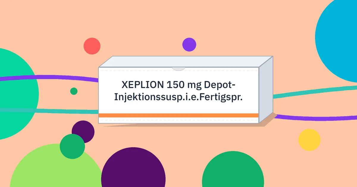 Symbolbild: Packung mit der Aufschrift XEPLION 150 mg Depot-Injektionssusp.i.e.Fertigspr. (PZN 10022296) – Verfügbarkeit und Bezug in Apotheken in Frankfurt am Main