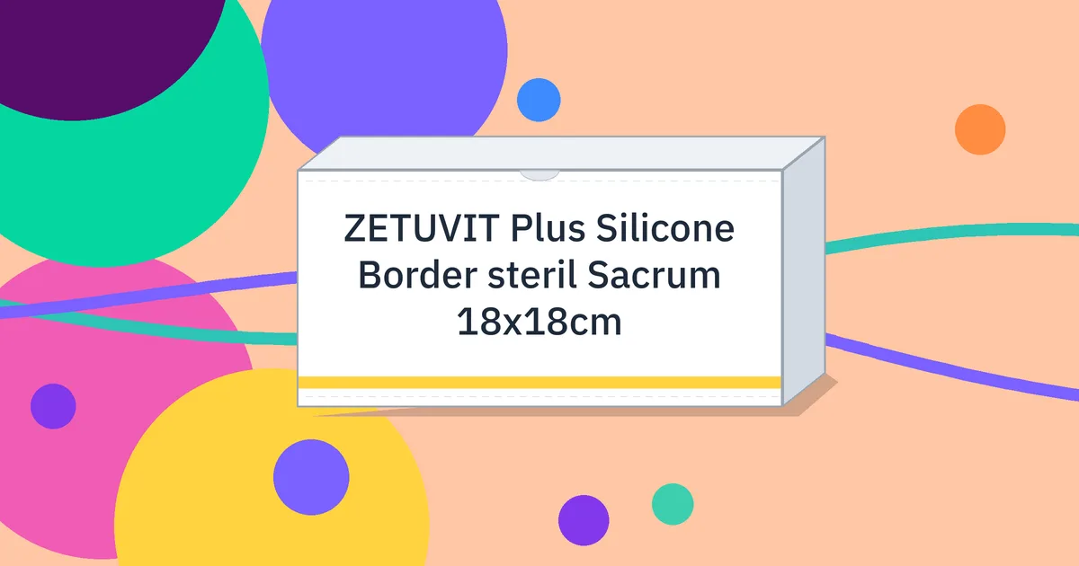 Symbolbild: Packung mit der Aufschrift ZETUVIT Plus Silicone Border steril Sacrum 18x18cm (PZN 20120485) – Verfügbarkeit und Bezug in Apotheken in Frankfurt am Main
