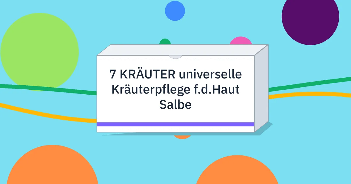 Symbolbild: Packung mit der Aufschrift 7 KRÄUTER universelle Kräuterpflege f.d.Haut Salbe (PZN 18297325) – Verfügbarkeit und Bezug in Apotheken in Frankfurt am Main