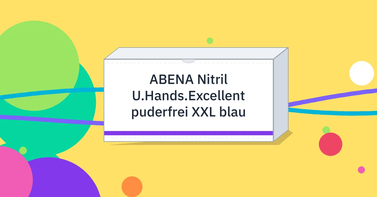 Symbolbild: Packung mit der Aufschrift ABENA Nitril U.Hands.Excellent puderfrei XXL blau (PZN 12520236) – Verfügbarkeit und Bezug in Apotheken in Frankfurt am Main