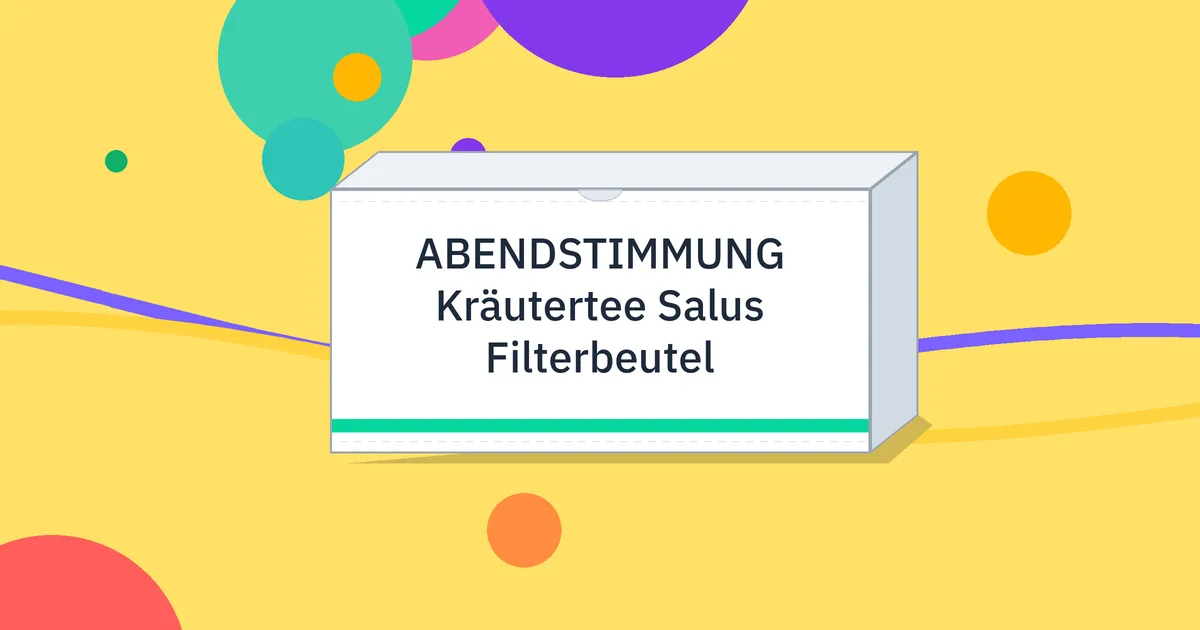 Symbolbild: Packung mit der Aufschrift ABENDSTIMMUNG Kräutertee Salus Filterbeutel (PZN 02849857) – Verfügbarkeit und Bezug in Apotheken in Frankfurt am Main
