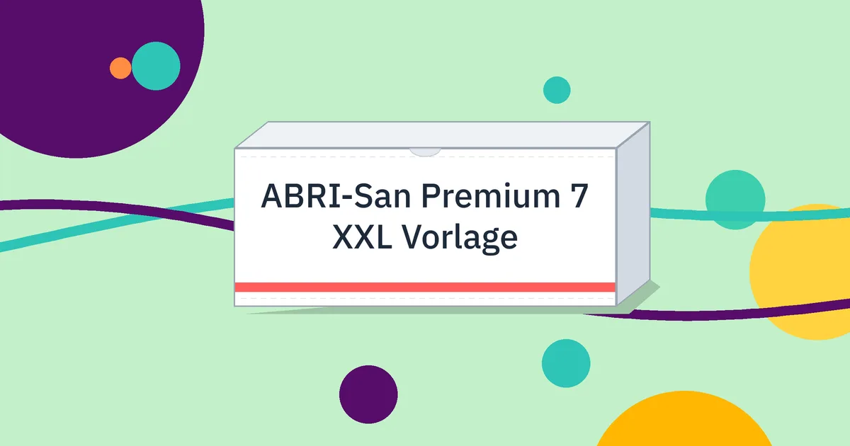 Symbolbild: Packung mit der Aufschrift ABRI-San Premium 7 XXL Vorlage (PZN 11299829) – Verfügbarkeit und Bezug in Apotheken in Frankfurt am Main