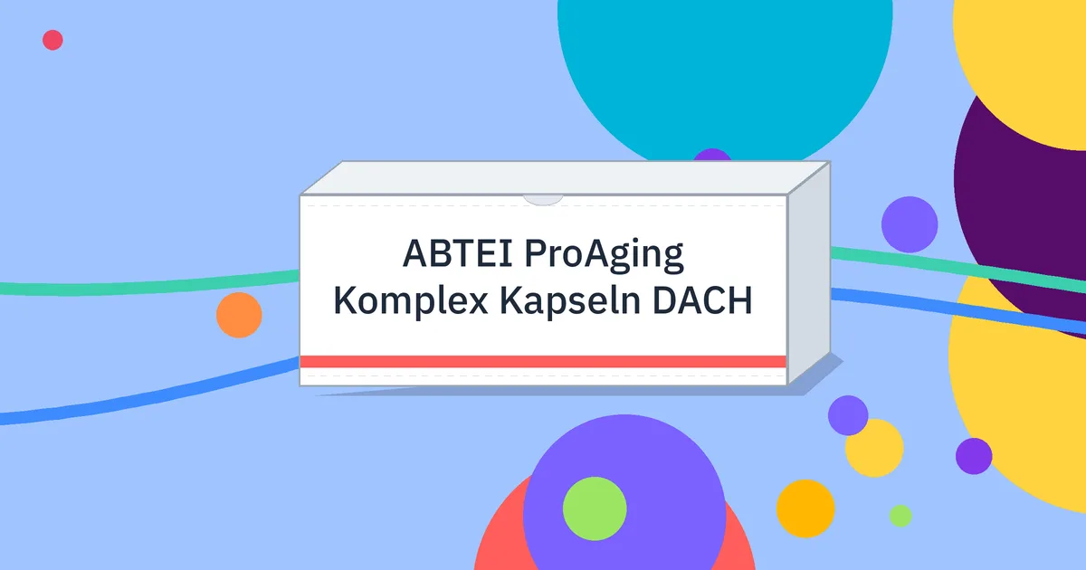 Symbolbild: Packung mit der Aufschrift ABTEI ProAging Komplex Kapseln DACH (PZN 20028006) – Verfügbarkeit und Bezug in Apotheken in Frankfurt am Main