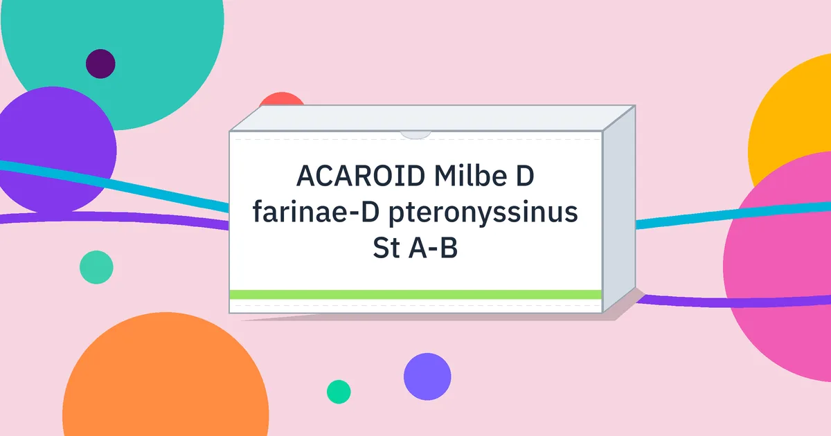 Symbolbild: Packung mit der Aufschrift ACAROID Milbe D farinae-D pteronyssinus St A-B (PZN 15741179) – Verfügbarkeit und Bezug in Apotheken in Frankfurt am Main