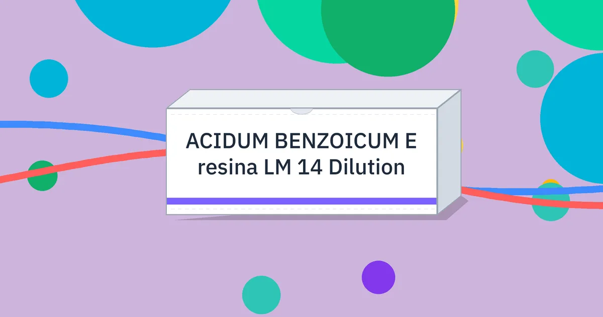 Symbolbild: Packung mit der Aufschrift ACIDUM BENZOICUM E resina LM 14 Dilution (PZN 16241645) – Verfügbarkeit und Bezug in Apotheken in Frankfurt am Main