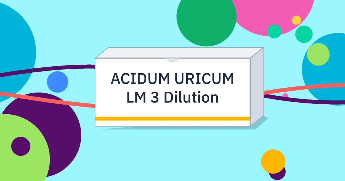 Symbolbild: Packung mit der Aufschrift ACIDUM URICUM LM 3 Dilution (PZN 13288416) – Verfügbarkeit und Bezug in Apotheken in Frankfurt am Main