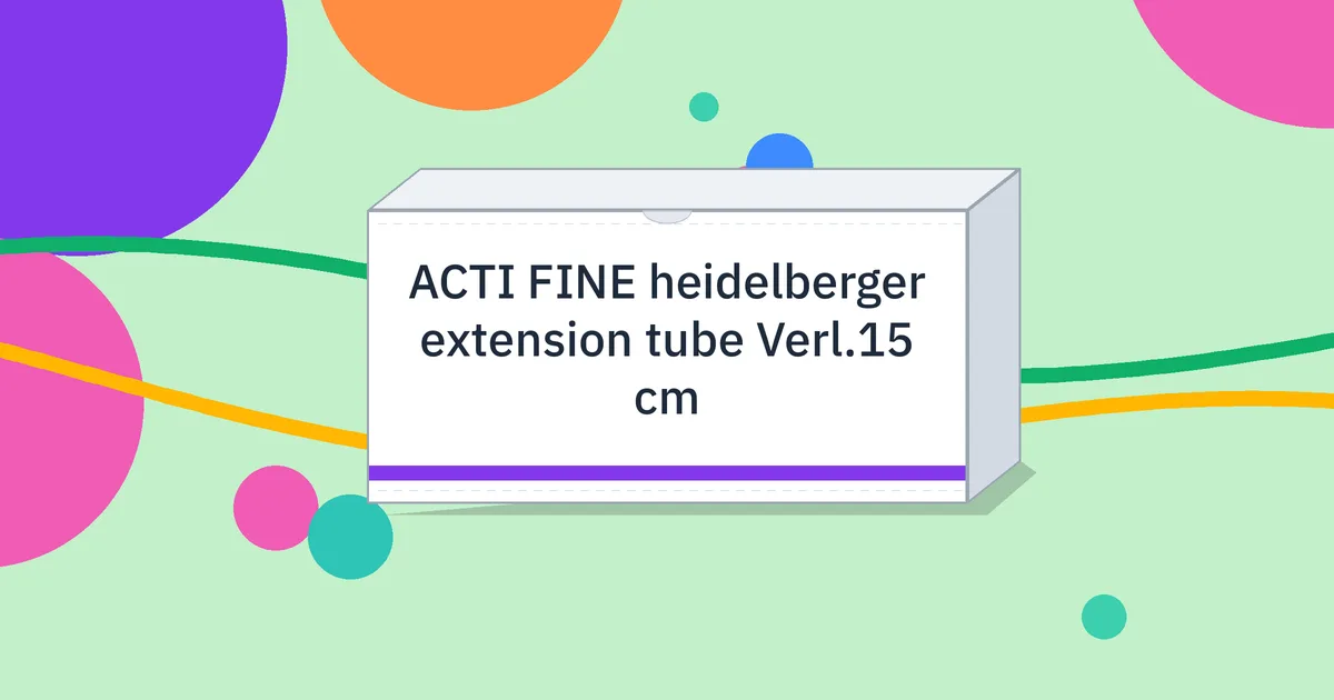 Symbolbild: Packung mit der Aufschrift ACTI FINE heidelberger extension tube Verl.15 cm (PZN 07659417) – Verfügbarkeit und Bezug in Apotheken in Frankfurt am Main