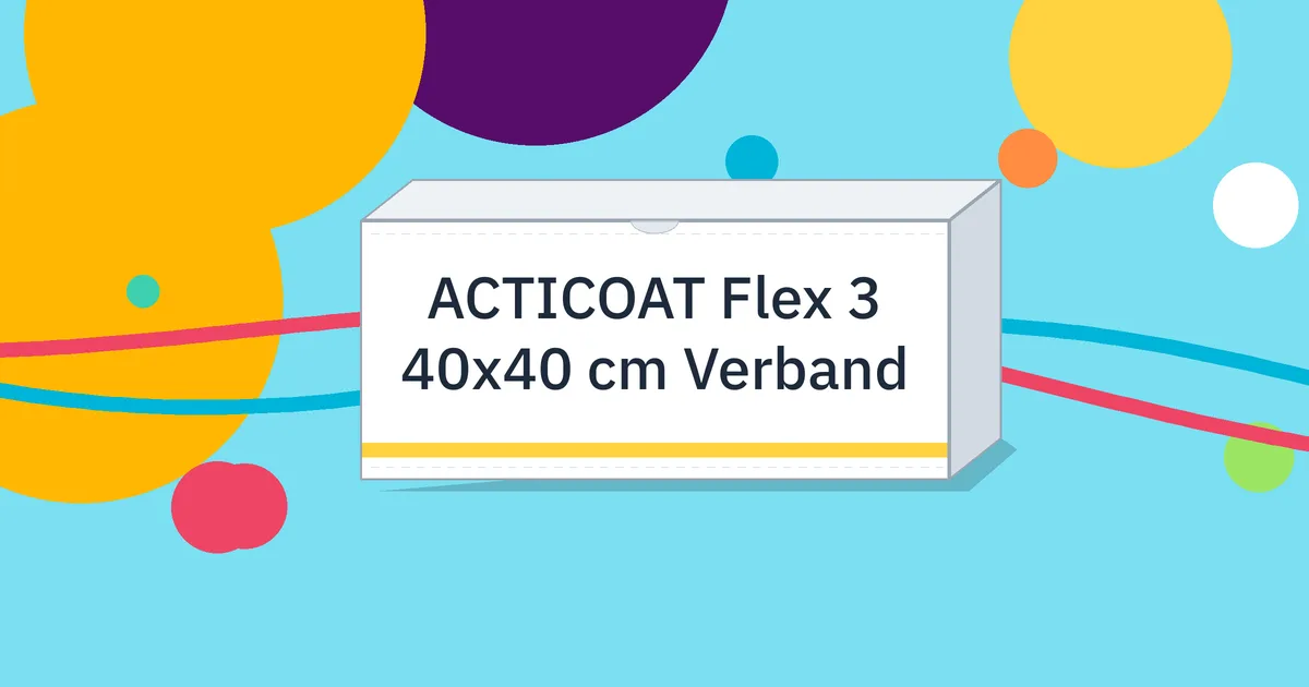 Symbolbild: Packung mit der Aufschrift ACTICOAT Flex 3 40x40 cm Verband (PZN 15384207) – Verfügbarkeit und Bezug in Apotheken in Frankfurt am Main