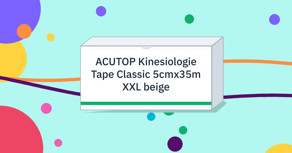 Symbolbild: Packung mit der Aufschrift ACUTOP Kinesiologie Tape Classic 5cmx35m XXL beige (PZN 18083009) – Verfügbarkeit und Bezug in Apotheken in Frankfurt am Main