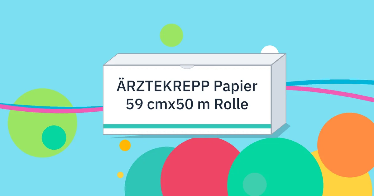 Symbolbild: Packung mit der Aufschrift ÄRZTEKREPP Papier 59 cmx50 m Rolle (PZN 03159037) – Verfügbarkeit und Bezug in Apotheken in Frankfurt am Main