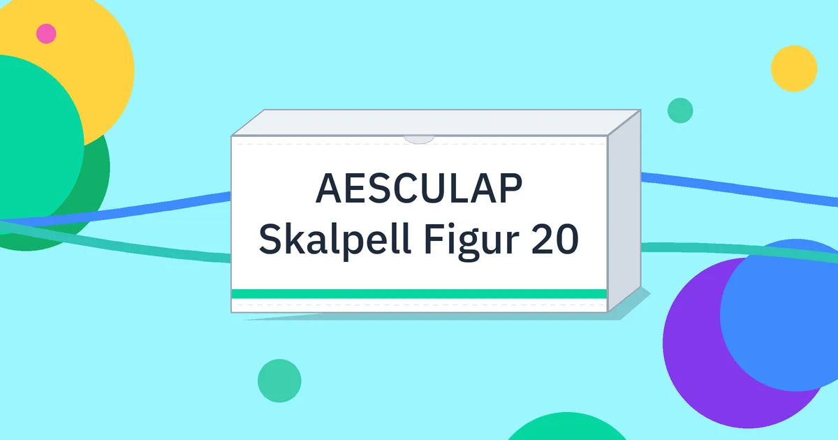 Symbolbild: Packung mit der Aufschrift AESCULAP Skalpell Figur 20 (PZN 11514185) – Verfügbarkeit und Bezug in Apotheken in Frankfurt am Main