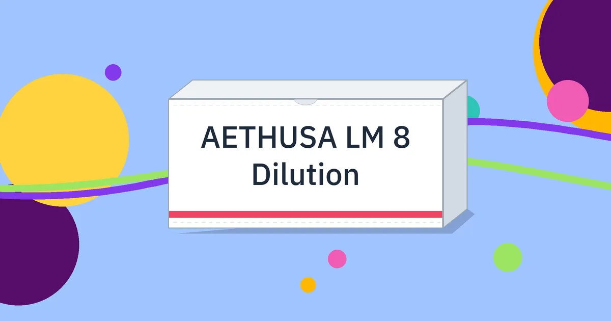 Symbolbild: Packung mit der Aufschrift AETHUSA LM 8 Dilution (PZN 12755778) – Verfügbarkeit und Bezug in Apotheken in Frankfurt am Main