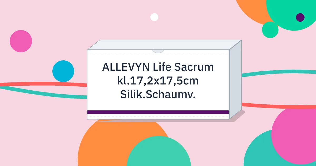 Symbolbild: Packung mit der Aufschrift ALLEVYN Life Sacrum kl.17,2x17,5cm Silik.Schaumv. (PZN 13908758) – Verfügbarkeit und Bezug in Apotheken in Frankfurt am Main