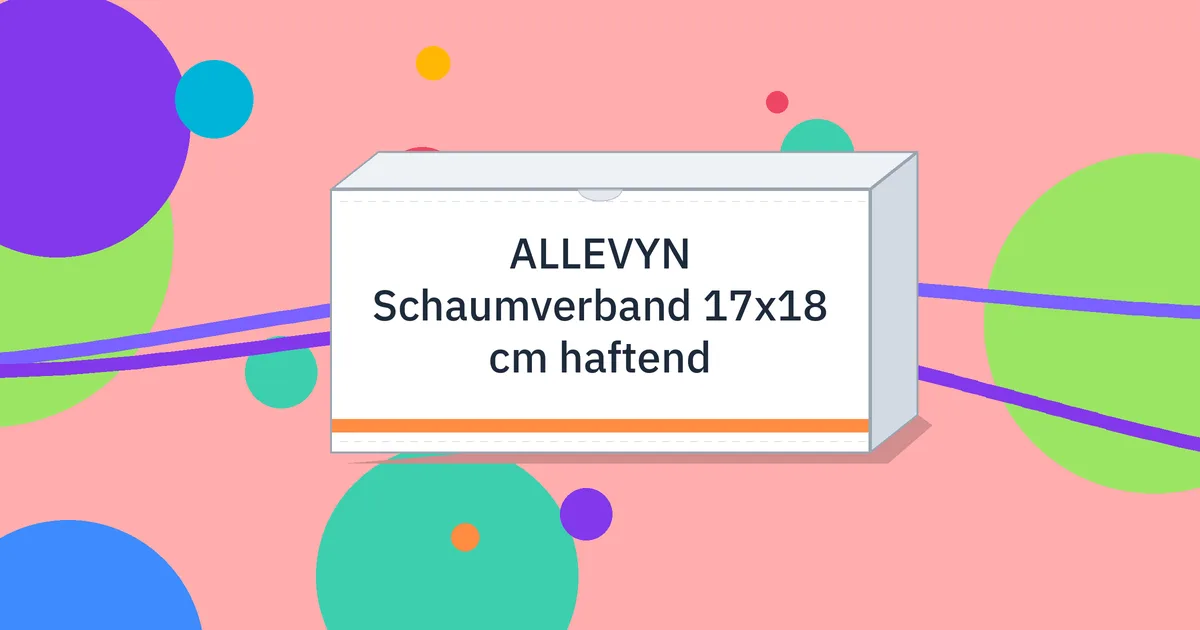 Symbolbild: Packung mit der Aufschrift ALLEVYN Schaumverband 17x18 cm haftend (PZN 20354214) – Verfügbarkeit und Bezug in Apotheken in Frankfurt am Main