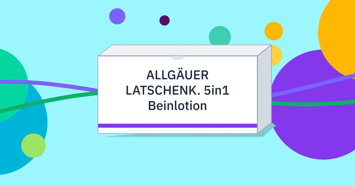 Symbolbild: Packung mit der Aufschrift ALLGÄUER LATSCHENK. 5in1 Beinlotion (PZN 10979597) – Verfügbarkeit und Bezug in Apotheken in Frankfurt am Main