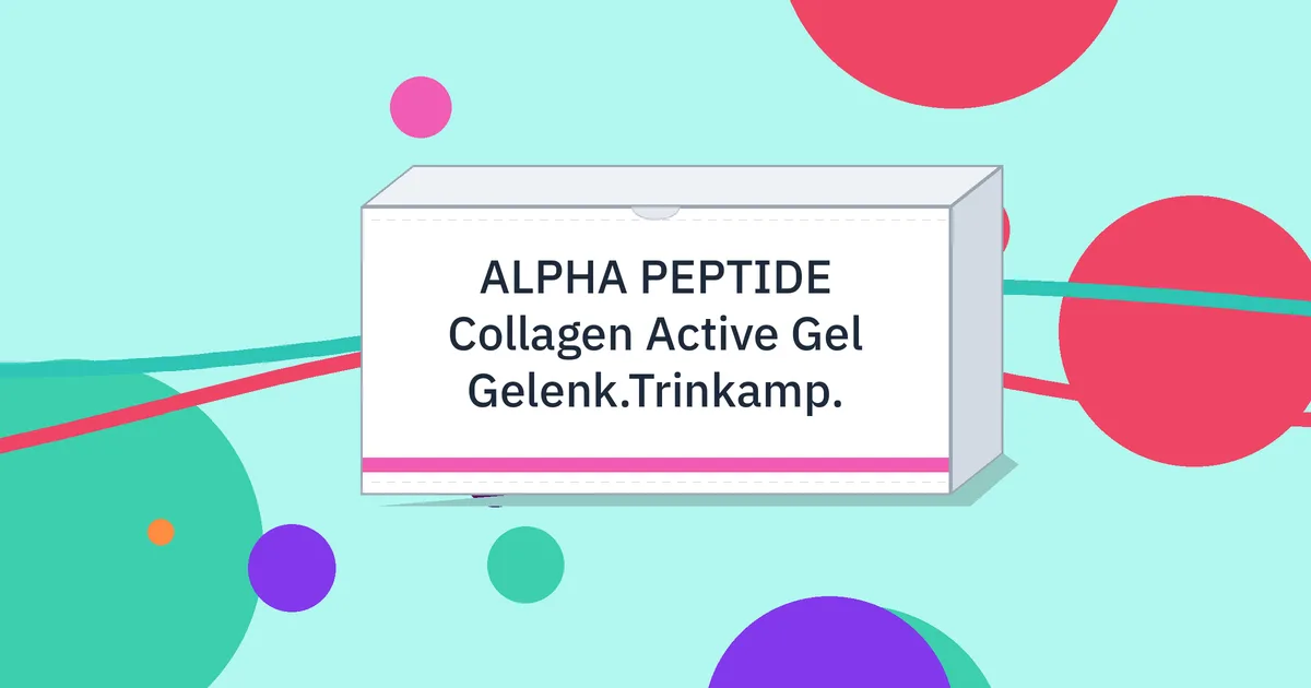 Symbolbild: Packung mit der Aufschrift ALPHA PEPTIDE Collagen Active Gel Gelenk.Trinkamp. (PZN 11329476) – Verfügbarkeit und Bezug in Apotheken in Frankfurt am Main