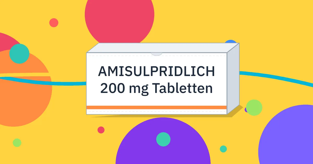 Symbolbild: Packung mit der Aufschrift AMISULPRIDLICH 200 mg Tabletten (PZN 02944142) – Verfügbarkeit und Bezug in Apotheken in Frankfurt am Main