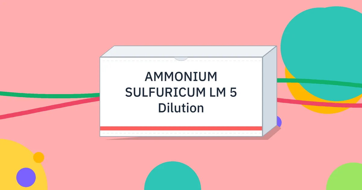 Symbolbild: Packung mit der Aufschrift AMMONIUM SULFURICUM LM 5 Dilution (PZN 13323101) – Verfügbarkeit und Bezug in Apotheken in Frankfurt am Main