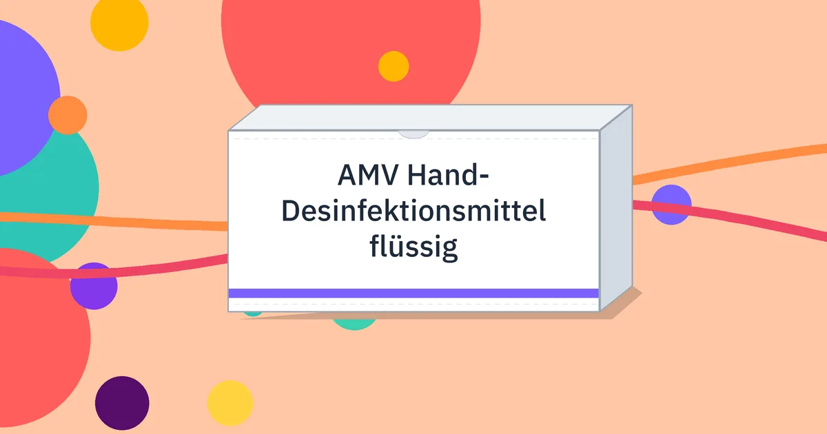 Symbolbild: Packung mit der Aufschrift AMV Hand-Desinfektionsmittel flüssig (PZN 16677940) – Verfügbarkeit und Bezug in Apotheken in Frankfurt am Main
