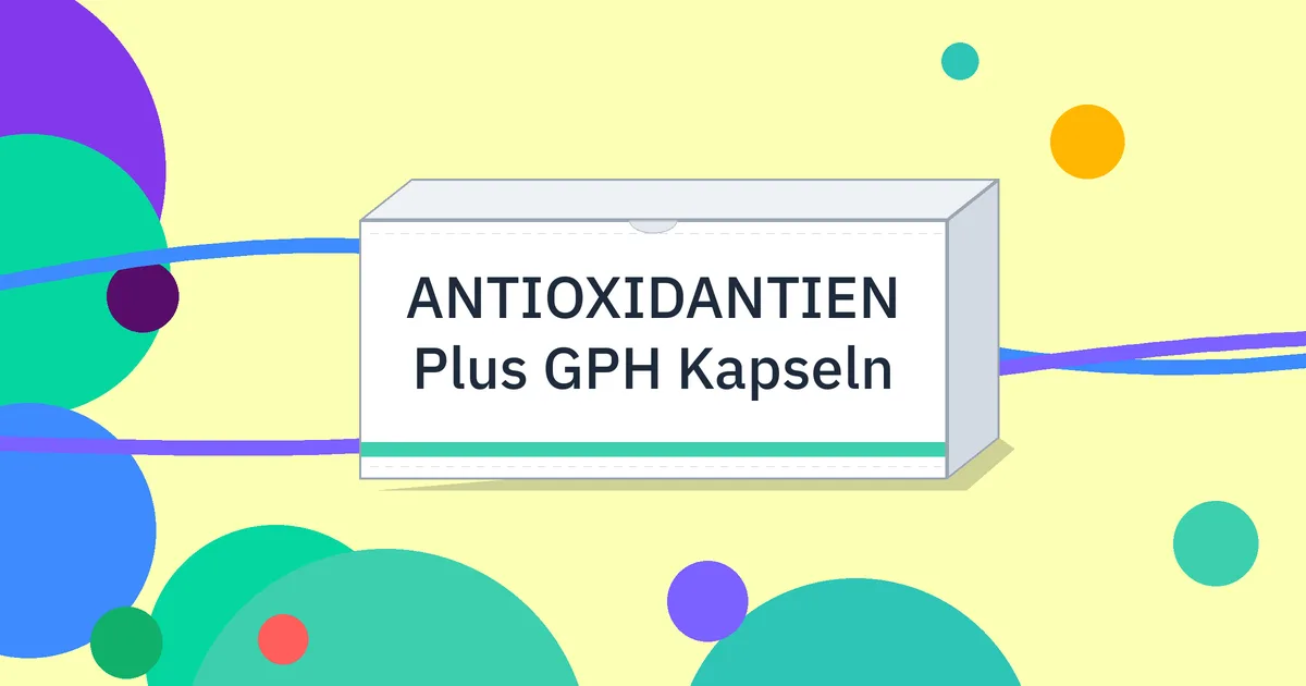 Symbolbild: Packung mit der Aufschrift ANTIOXIDANTIEN Plus GPH Kapseln (PZN 09681556) – Verfügbarkeit und Bezug in Apotheken in Frankfurt am Main