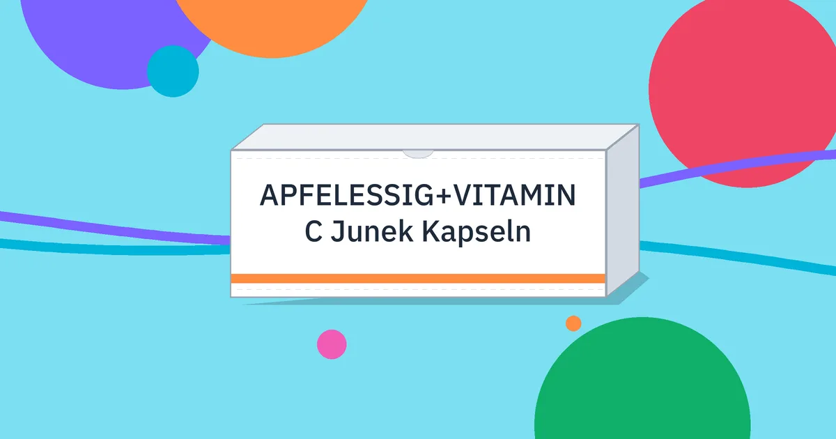 Symbolbild: Packung mit der Aufschrift APFELESSIG+VITAMIN C Junek Kapseln (PZN 07079565) – Verfügbarkeit und Bezug in Apotheken in Frankfurt am Main