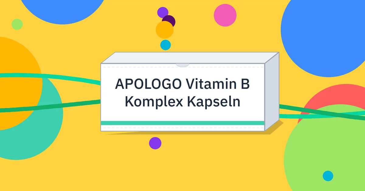 Symbolbild: Packung mit der Aufschrift APOLOGO Vitamin B Komplex Kapseln (PZN 09674906) – Verfügbarkeit und Bezug in Apotheken in Frankfurt am Main