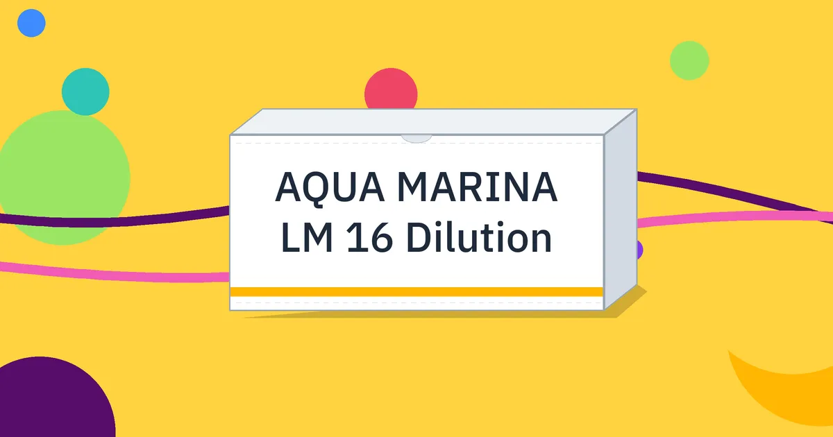 Symbolbild: Packung mit der Aufschrift AQUA MARINA LM 16 Dilution (PZN 12765558) – Verfügbarkeit und Bezug in Apotheken in Frankfurt am Main