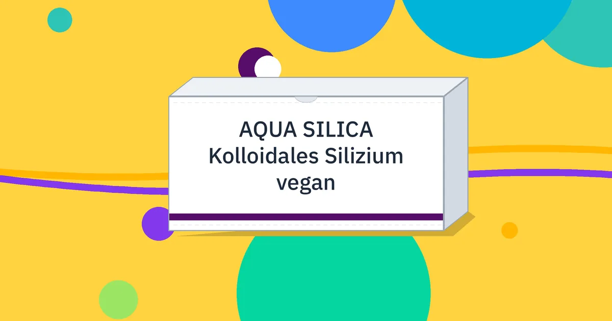 Symbolbild: Packung mit der Aufschrift AQUA SILICA Kolloidales Silizium vegan (PZN 18236542) – Verfügbarkeit und Bezug in Apotheken in Frankfurt am Main