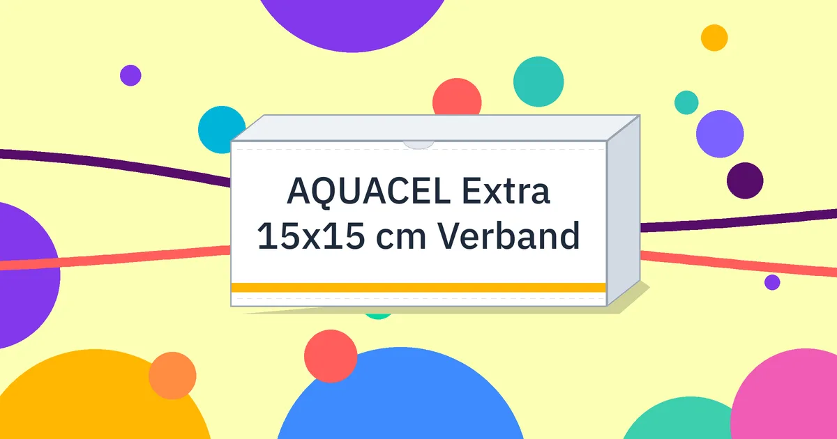 Symbolbild: Packung mit der Aufschrift AQUACEL Extra 15x15 cm Verband (PZN 16656808) – Verfügbarkeit und Bezug in Apotheken in Frankfurt am Main