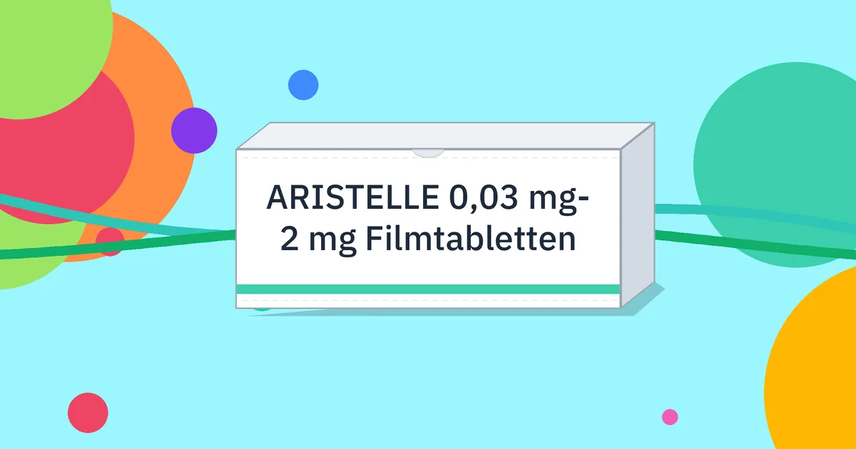 Symbolbild: Packung mit der Aufschrift ARISTELLE 0,03 mg-2 mg Filmtabletten (PZN 09421967) – Verfügbarkeit und Bezug in Apotheken in Frankfurt am Main