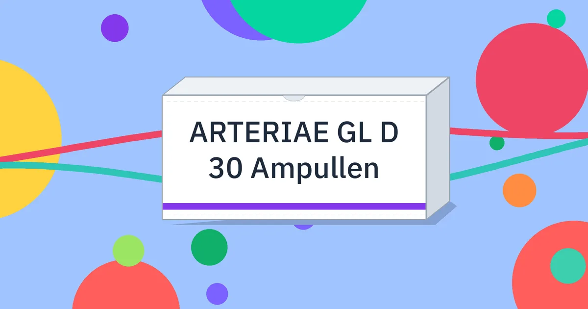 Symbolbild: Packung mit der Aufschrift ARTERIAE GL D 30 Ampullen (PZN 02902764) – Verfügbarkeit und Bezug in Apotheken in Frankfurt am Main