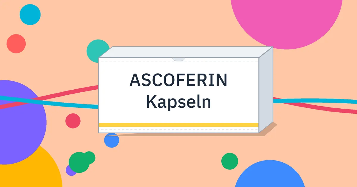 Symbolbild: Packung mit der Aufschrift ASCOFERIN Kapseln (PZN 13168882) – Verfügbarkeit und Bezug in Apotheken in Frankfurt am Main