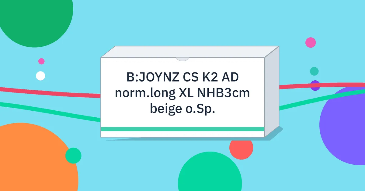 Symbolbild: Packung mit der Aufschrift B:JOYNZ CS K2 AD norm.long XL NHB3cm beige o.Sp. (PZN 20530562) – Verfügbarkeit und Bezug in Apotheken in Frankfurt am Main