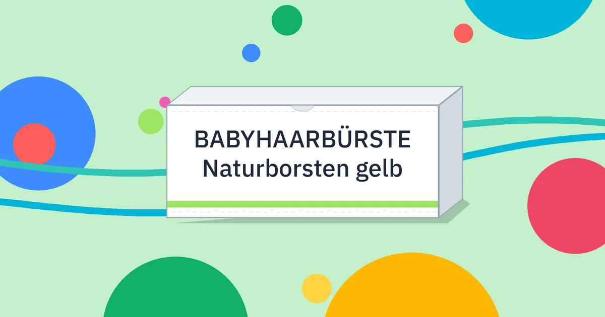Symbolbild: Packung mit der Aufschrift BABYHAARBÜRSTE Naturborsten gelb (PZN 03057822) – Verfügbarkeit und Bezug in Apotheken in Frankfurt am Main