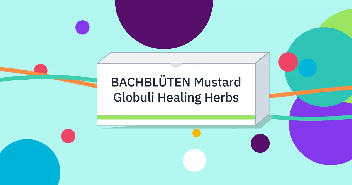 Symbolbild: Packung mit der Aufschrift BACHBLÜTEN Mustard Globuli Healing Herbs (PZN 07366046) – Verfügbarkeit und Bezug in Apotheken in Frankfurt am Main