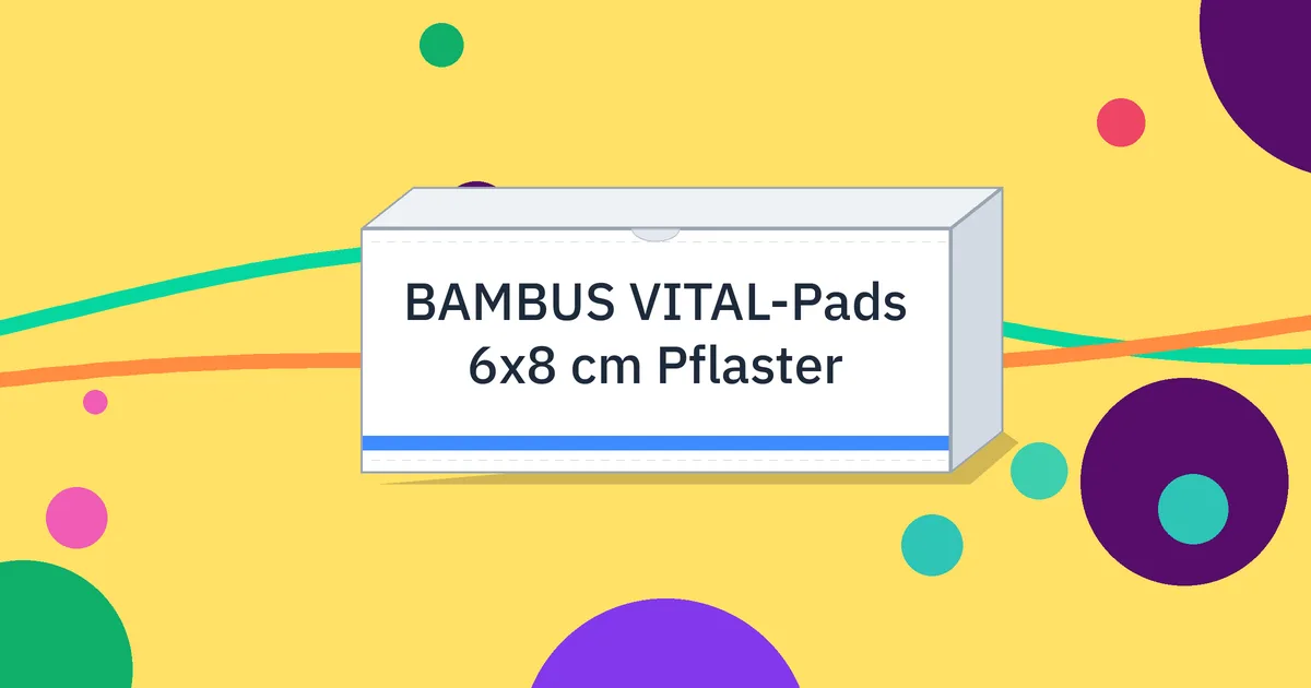 Symbolbild: Packung mit der Aufschrift BAMBUS VITAL-Pads 6x8 cm Pflaster (PZN 15251682) – Verfügbarkeit und Bezug in Apotheken in Frankfurt am Main